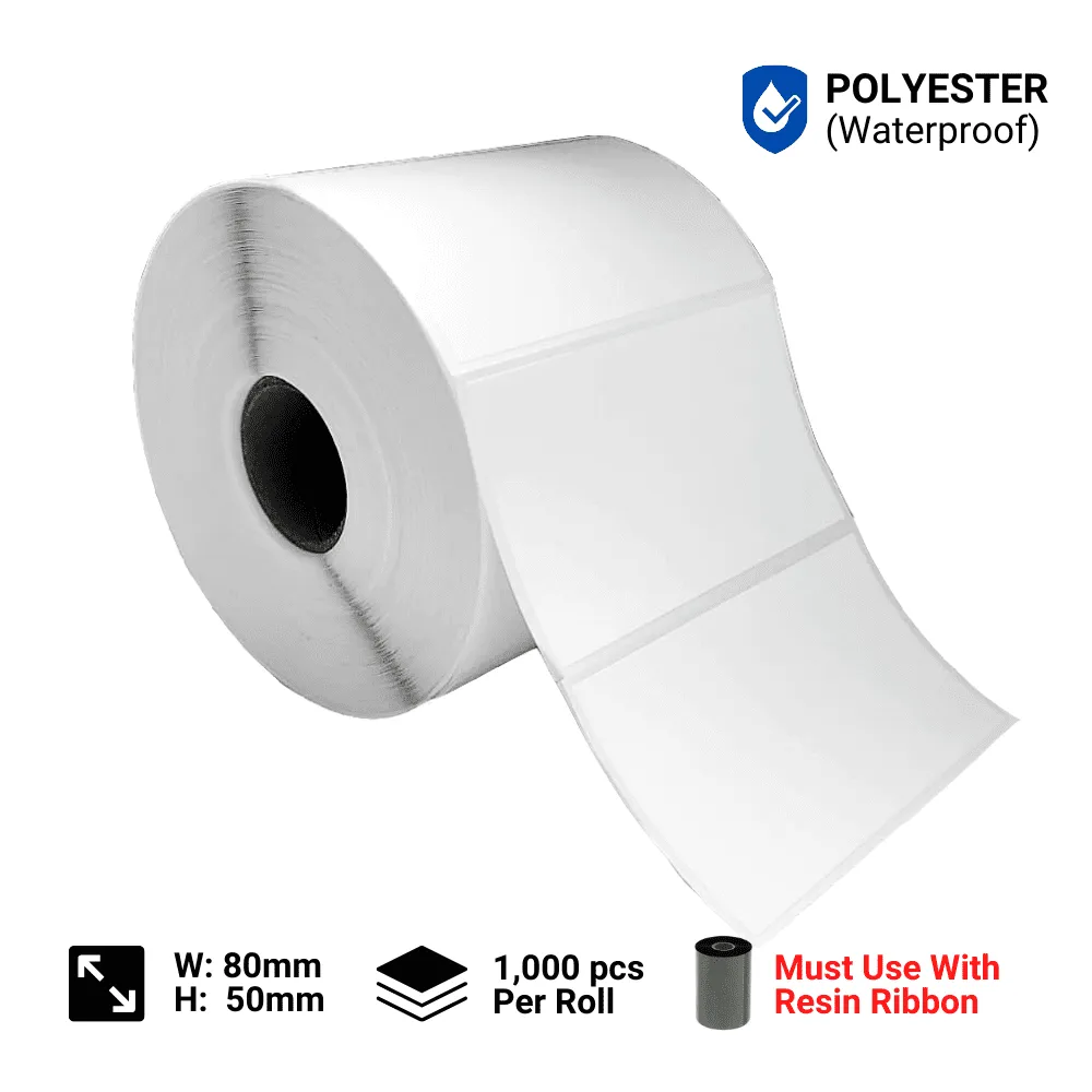 80mm by 50mm Polyester Label Stickers – Omnimetric